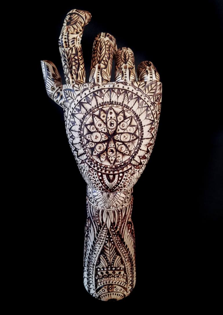 Burning Manikin Hand - Number 1 Woodburned Pyrography Sculpture by ...