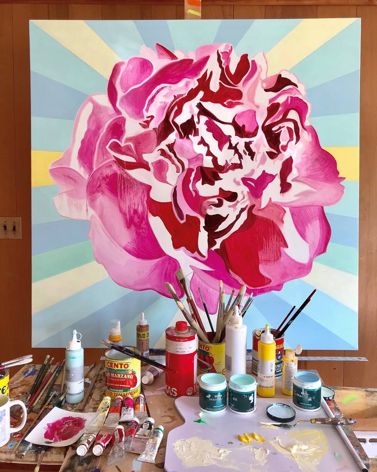 THE PEONY Painting by perry milou | Saatchi Art