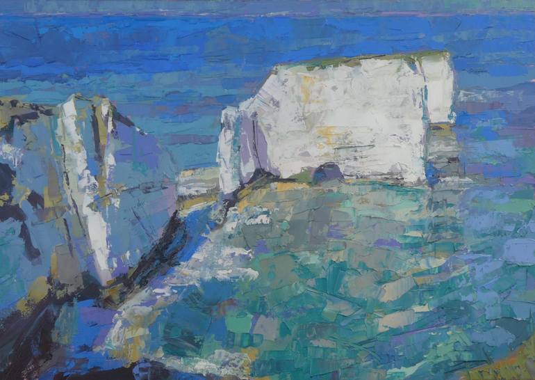 Old Harry Rocks Painting by Nick Hebditch | Saatchi Art