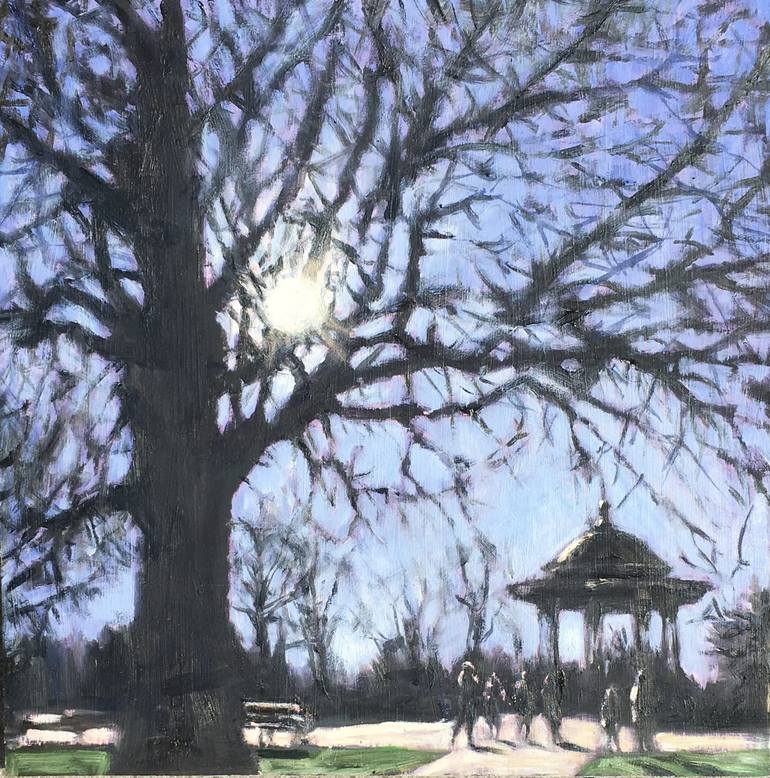 Winter sun, Clapham Common Painting by Louise Gillard | Saatchi Art