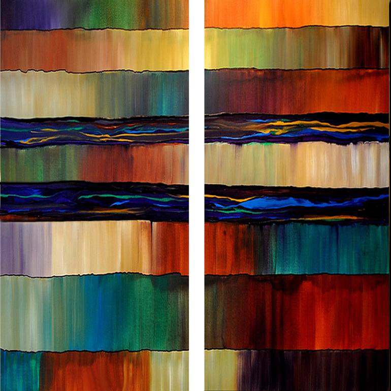 1 STILL AVAILABLE NOW LARGE 48X48X2 Original diptych Abstract painting ...