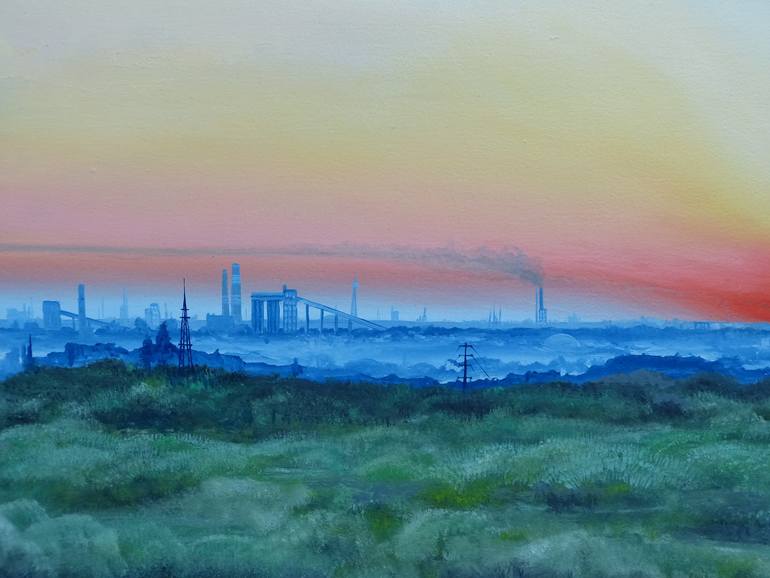 over the city Painting by Dietrich Weisenborn | Saatchi Art