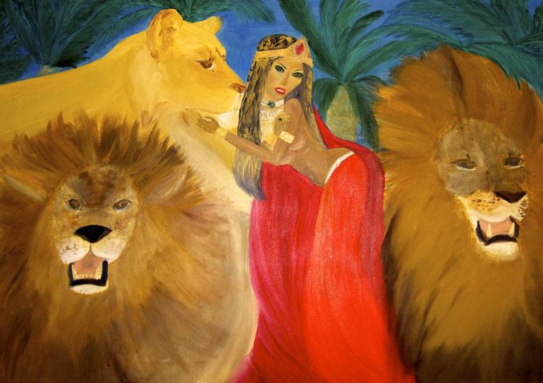 Cleopatra and Lions Painting by Diana Avgusta | Saatchi Art