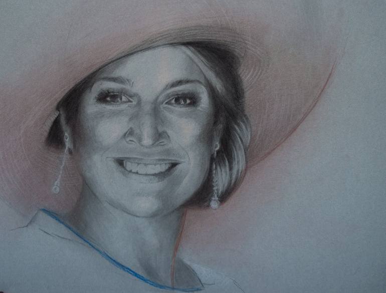 HM Queen Maxima of The Netherlands Drawing by Elske Wilton | Saatchi Art