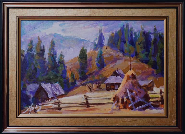 Lonely hut Painting by Mykhailo Patskan | Saatchi Art