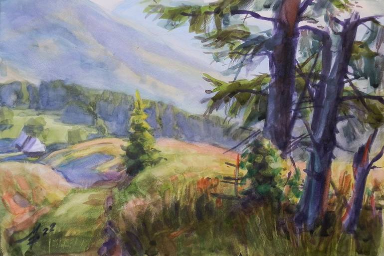 House in the mountains Painting by Mykhailo Patskan | Saatchi Art