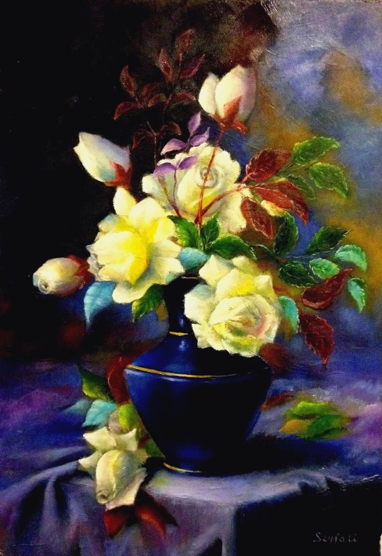 White Rose Painting by Seyfali Rustamzade | Saatchi Art United Kingdom
