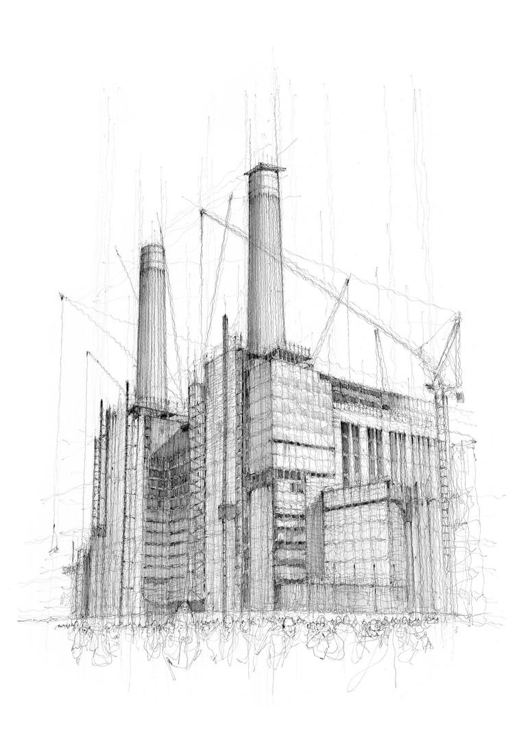 Battersea Power Station, 2020 Drawing by Luke Adam Hawker | Saatchi Art