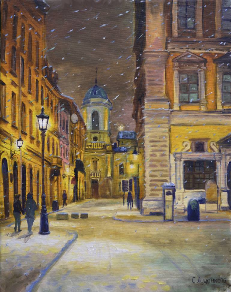 Lviv.Rynok Square Painting by Sergey Lutsenko | Saatchi Art
