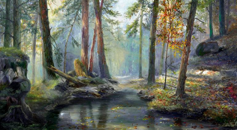 Golden Forest Painting by Sergey Lutsenko | Saatchi Art