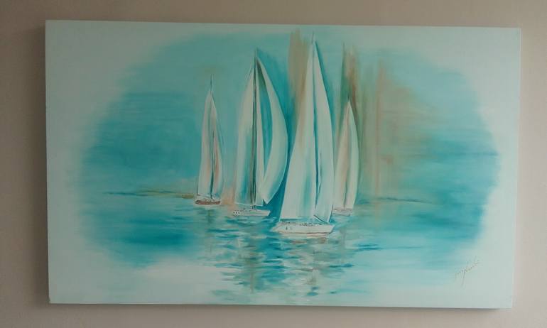 Boats in peace Painting by Flavio Necchi | Saatchi Art