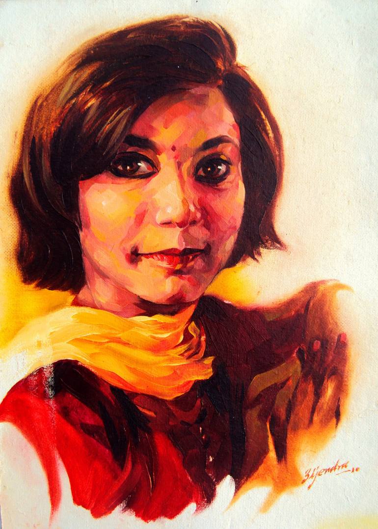 portrait of pooja Painting by Bijendra Pratap | Saatchi Art