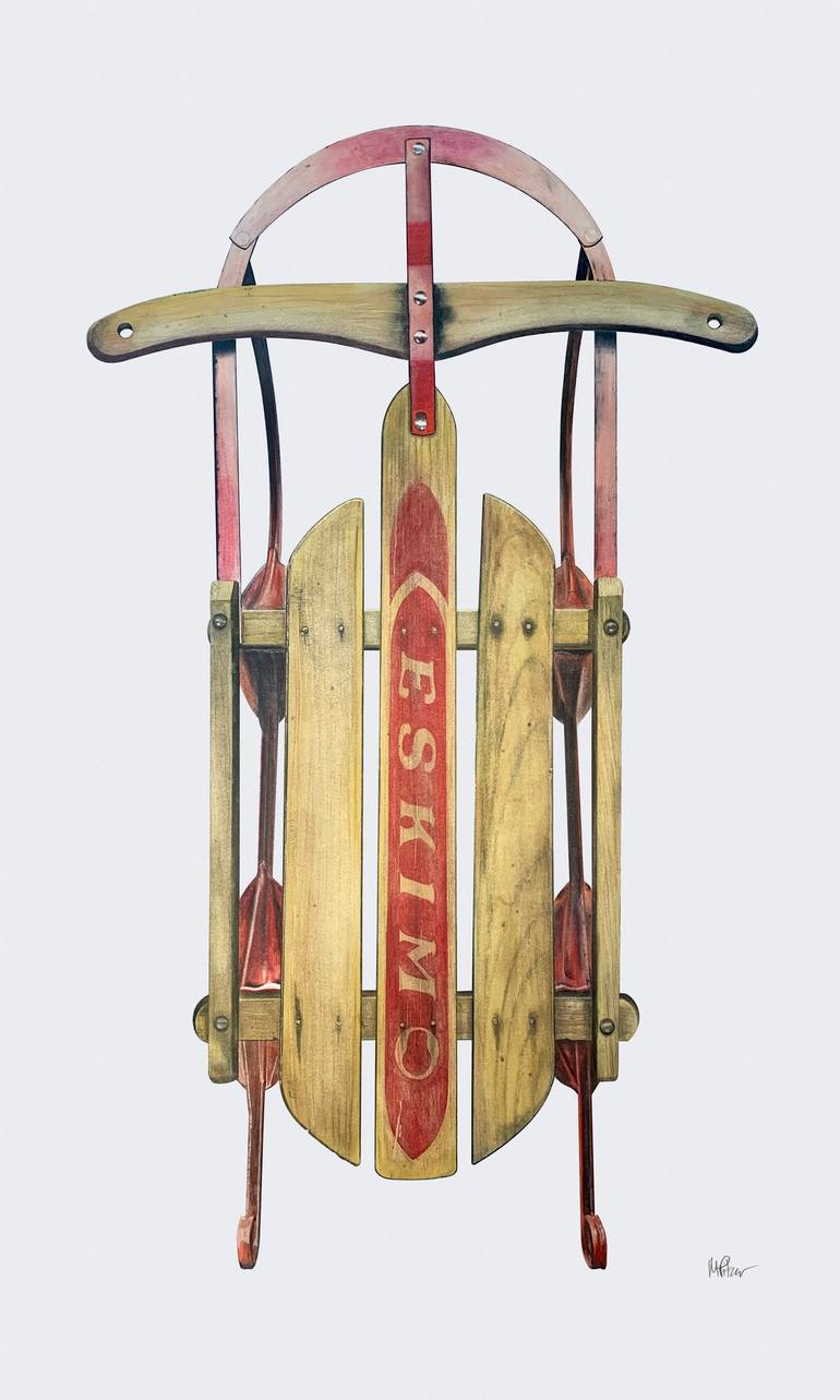 1950s 36 Garton ESKIMO sled Drawing by Mike Pitzer | Saatchi Art