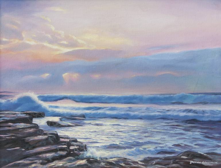 Pumula beach at sunrise Painting by Duncan Shoesmith | Saatchi Art