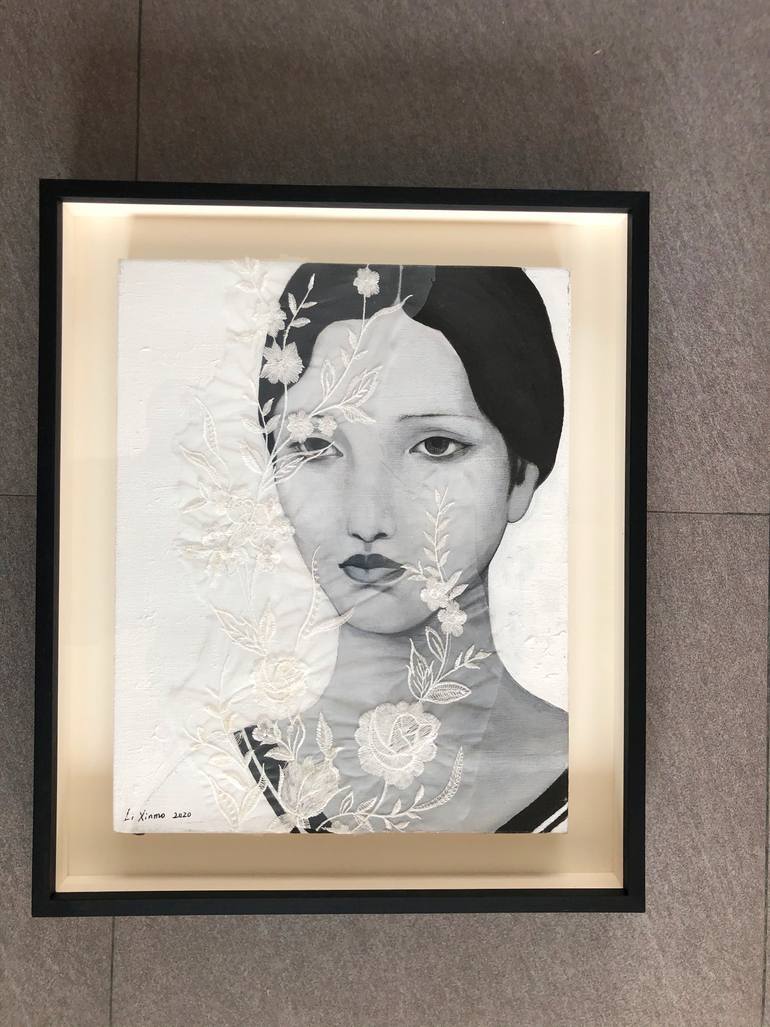 Lace Portrait #22 , Box Frame Painting by Xinmo Li | Saatchi Art