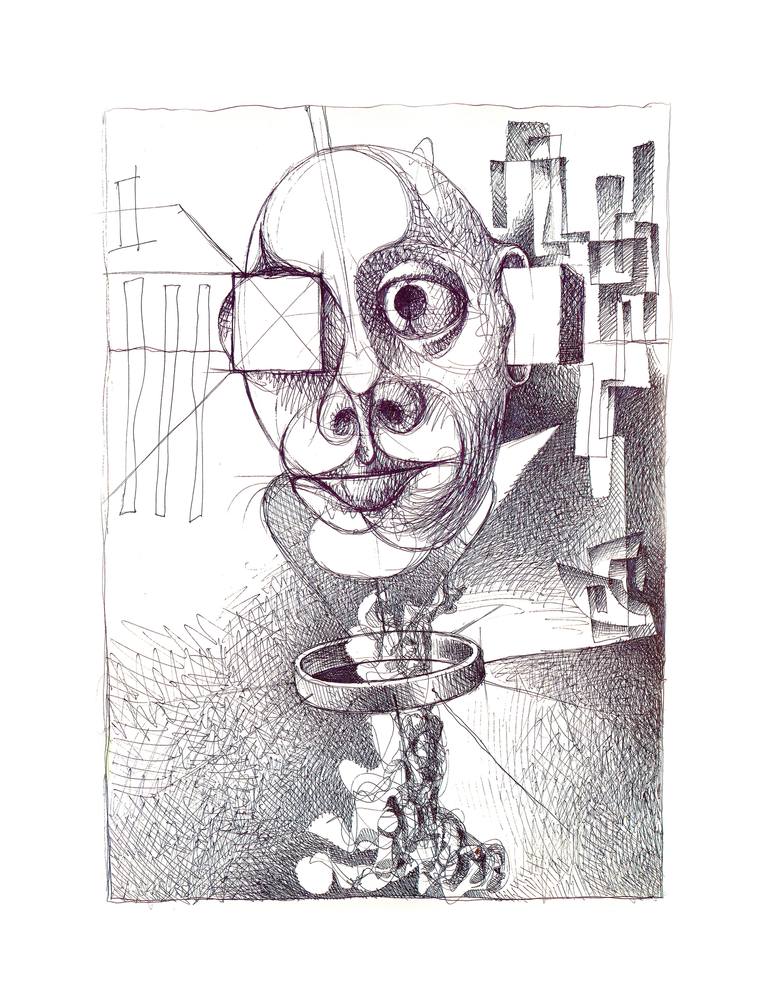 Square eyes. Drawing by Dean Mcmenemy | Saatchi Art