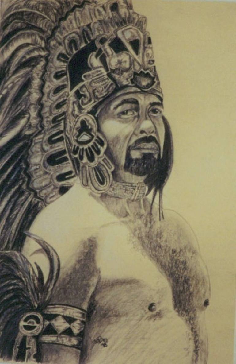 Orgullo de Aztlan (charcoal study) Drawing by Jaime Kafati | Saatchi Art