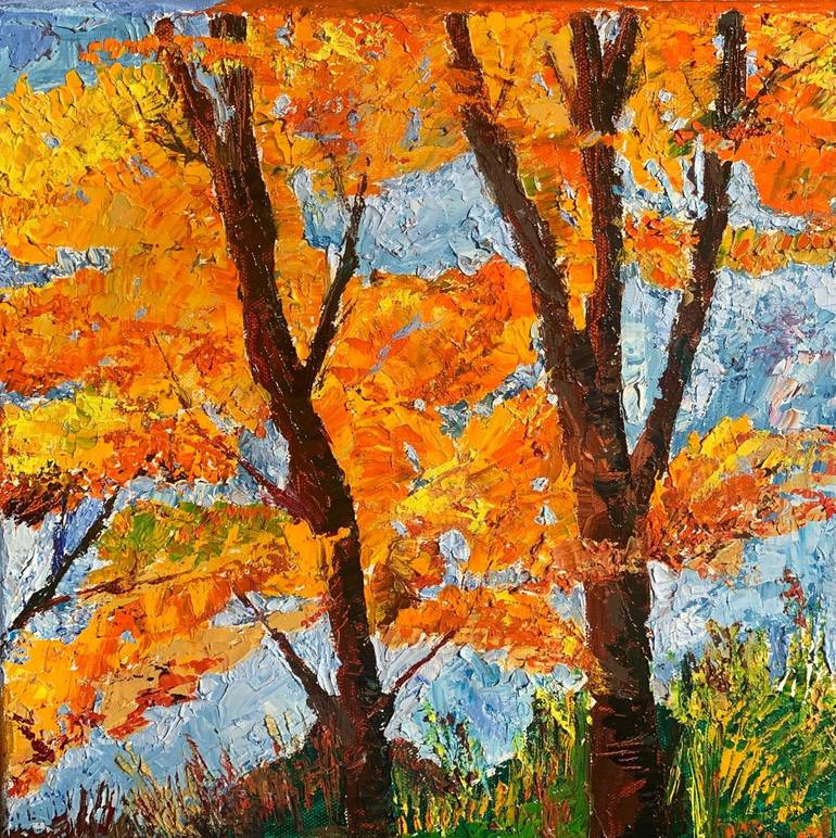 Fall Trees Painting by Geetha Rao | Saatchi Art