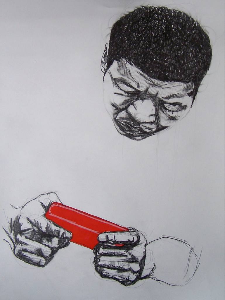Love on the MRT 3 Drawing by Claire Steele | Saatchi Art