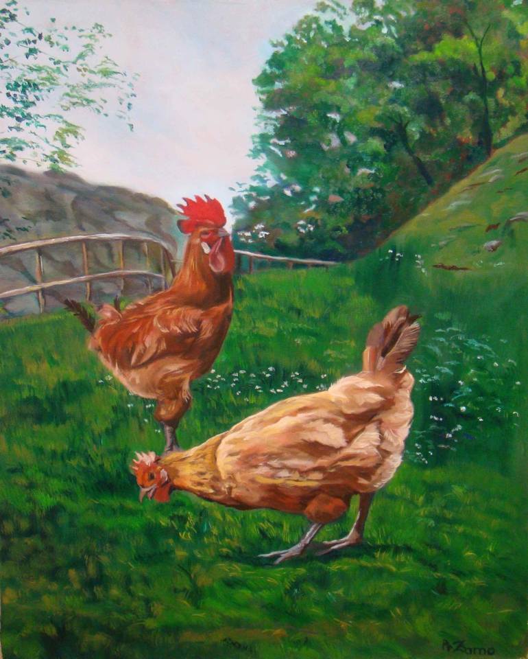 Cockerel and hen