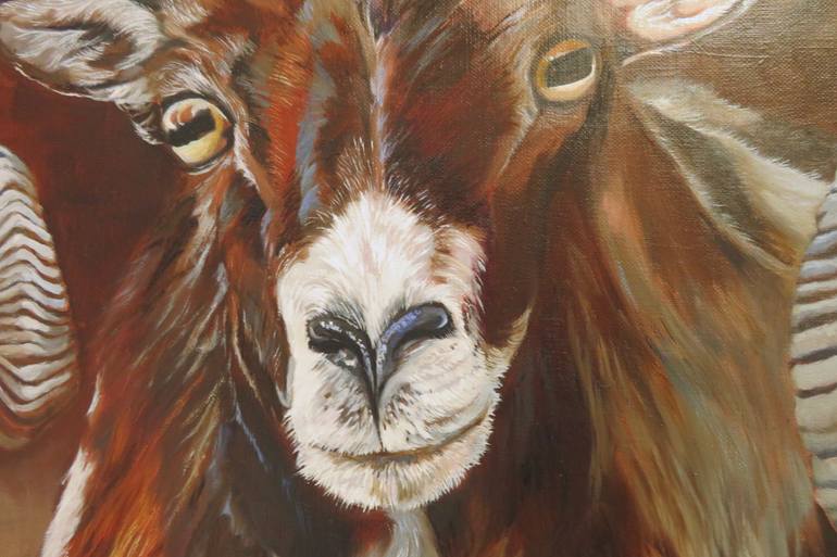 Foul play, Portrait of a Mouflon Painting by Anne Zamo | Saatchi Art