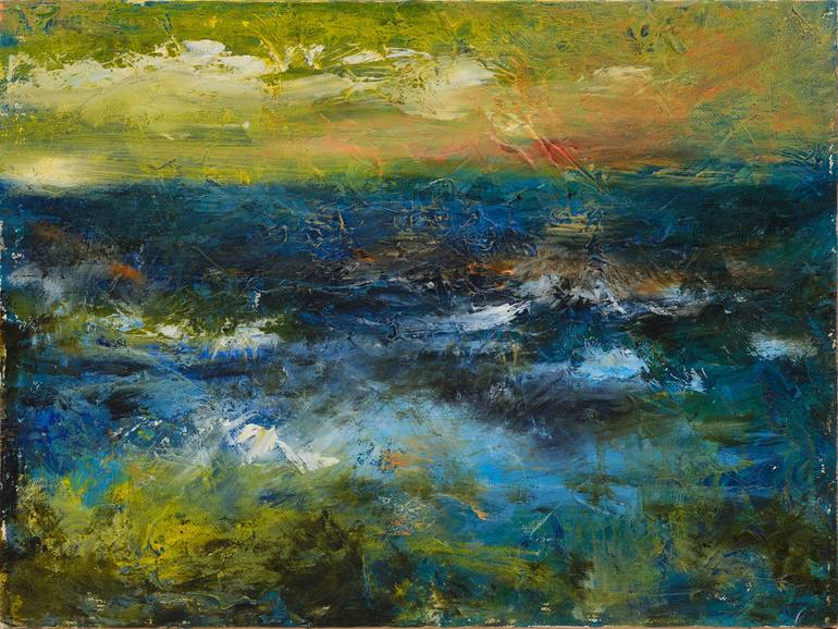 Almost Abstract Landscape - 6 (River Sunset) Painting by Zakhar ...