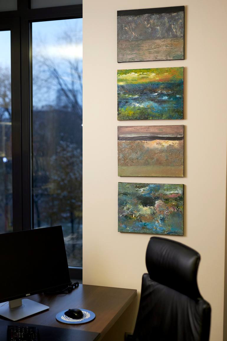 Almost Abstract Landscape - 6 (River Sunset) Painting by Zakhar ...