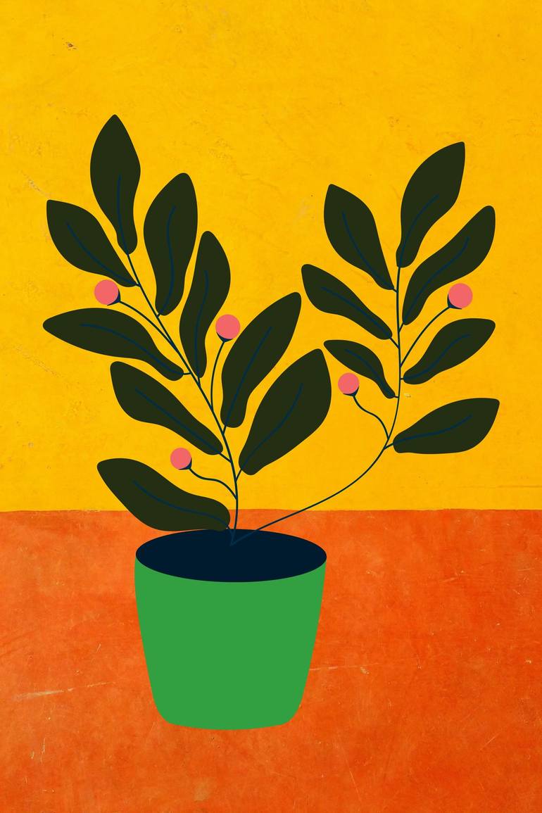 Pot Plants Sunset Series No. 7 Digital by Mona Vayda | Saatchi Art