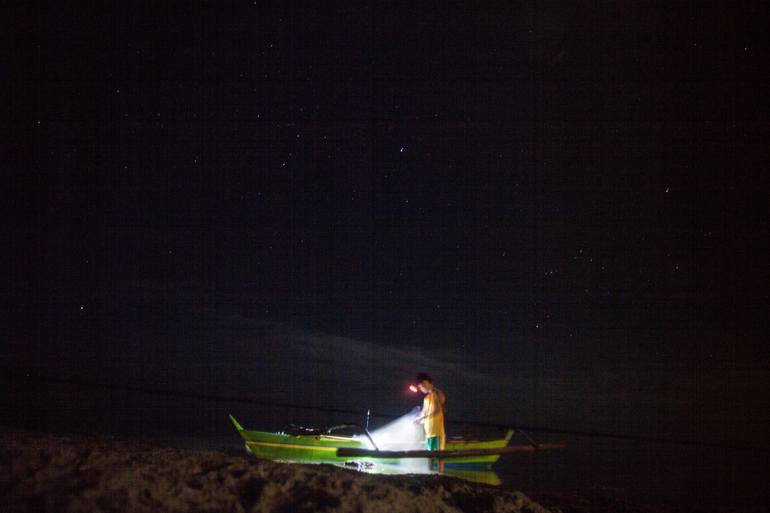moonlight fishing - large on canvas - Limited Edition 1 of 1 unique ...