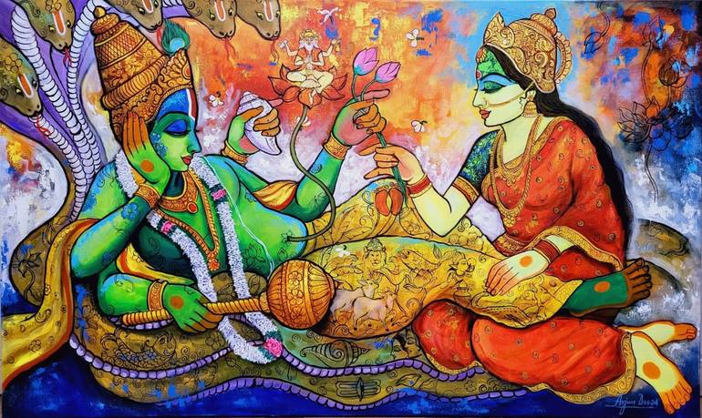DIVINE OF LORD VISHNU Painting by Arjun Das | Saatchi Art