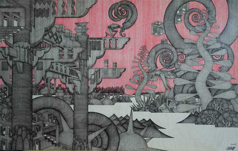 Journey to nowhere#58(landscape of day after my death) Drawing by ...