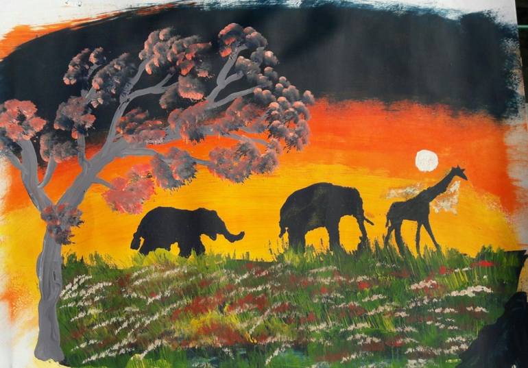 African Jungle Safari Painting by Gurunath Kaya | Saatchi Art