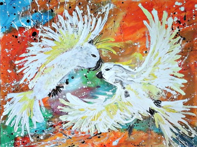 Couple o' Cockys Painting by Tracey Dawes | Saatchi Art