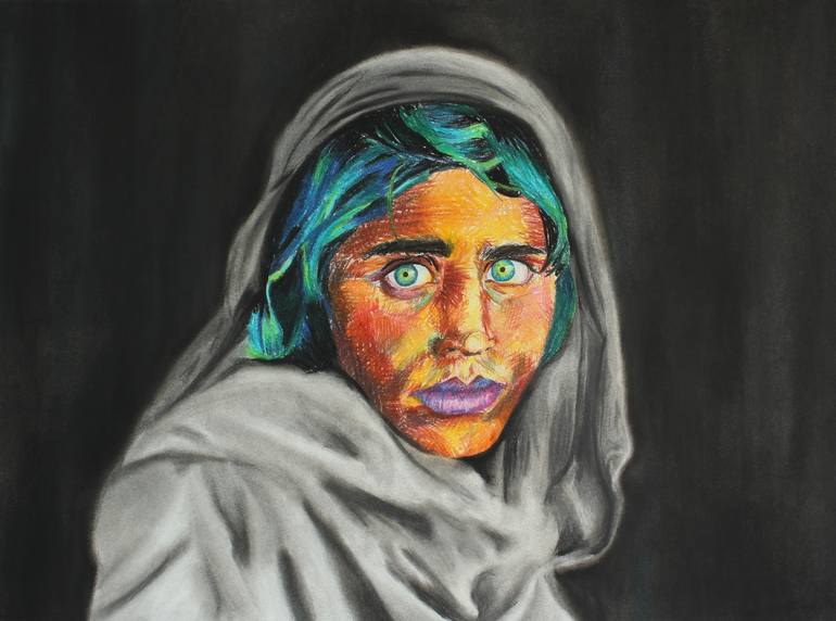 Afghan Girl Drawing by Ashley Frantz | Saatchi Art