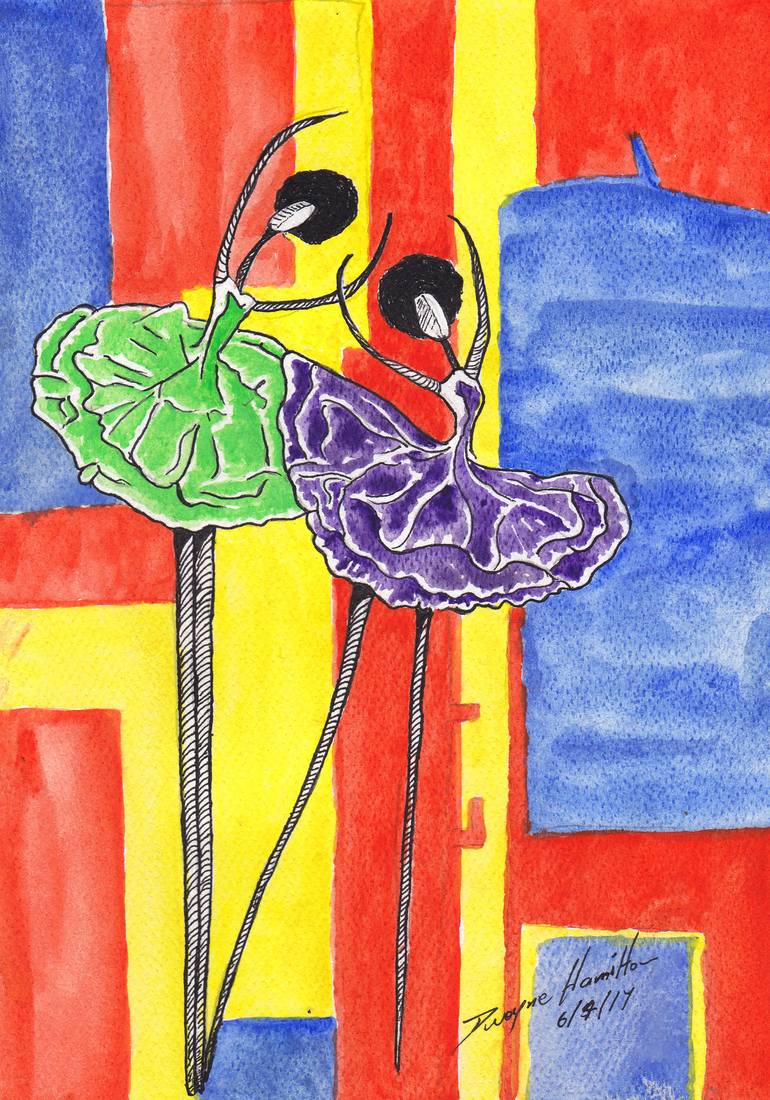 Twin Ballet Dancers Painting by Dwayne Hamilton | Saatchi Art