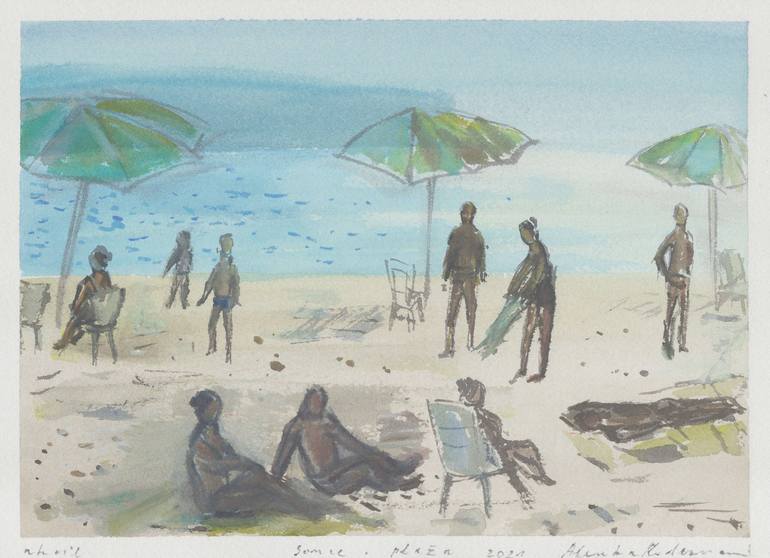 The Sun, Beach, 2021 Painting by Alenka Koderman | Saatchi Art