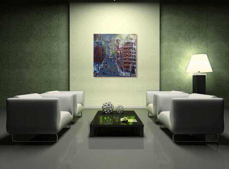 Modern Original Painting CITYSCAPE - URBAN Spaces Art 48x48 by BenWill ...
