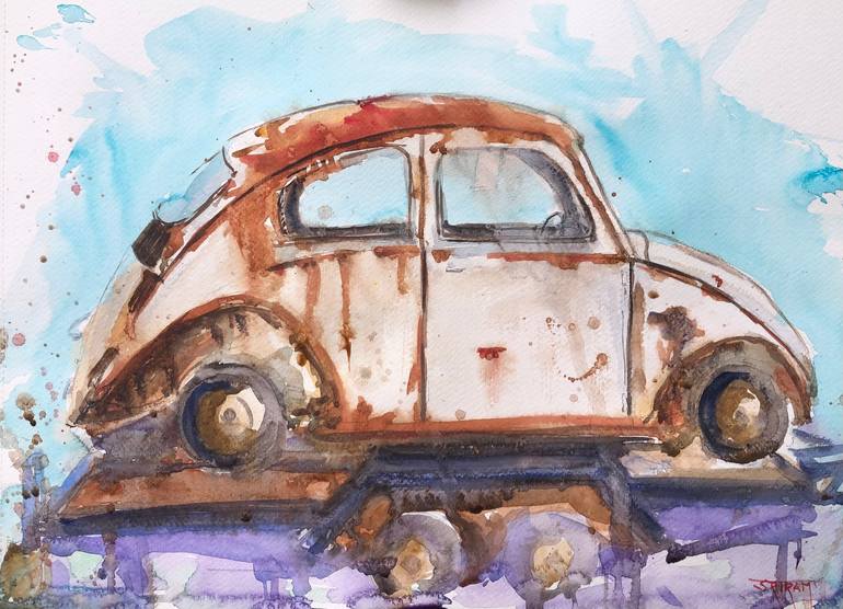 Beetle VW Painting by Sriram Kuppuswamy | Saatchi Art