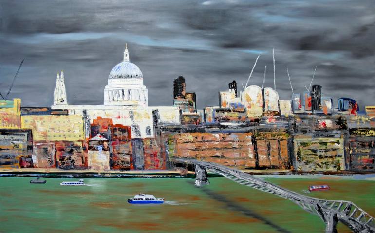 St Pauls from Tate Modern Painting by Simon Eccles | Saatchi Art