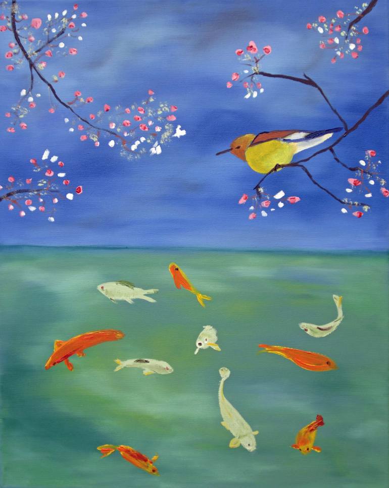 bird & fish Painting by Simon Eccles | Saatchi Art