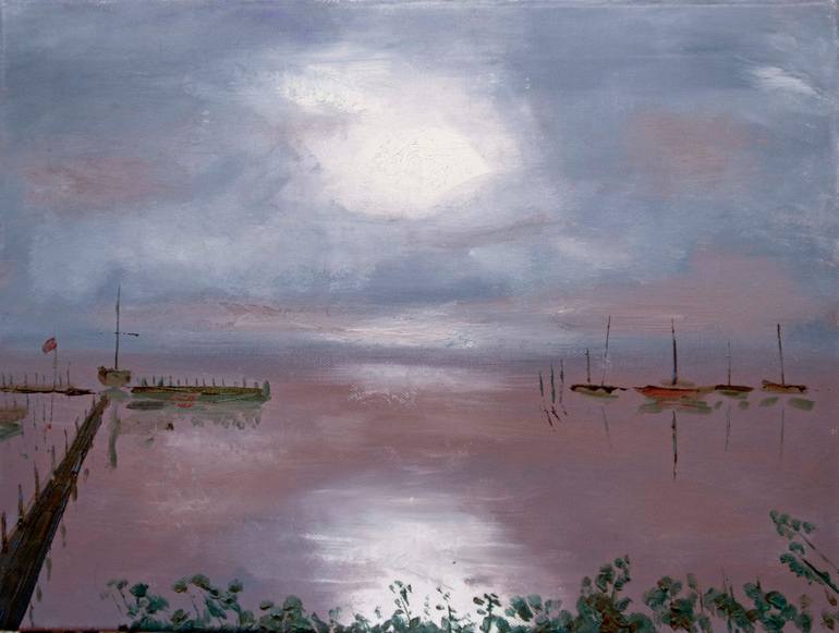 morning pier Painting by Simon Eccles | Saatchi Art