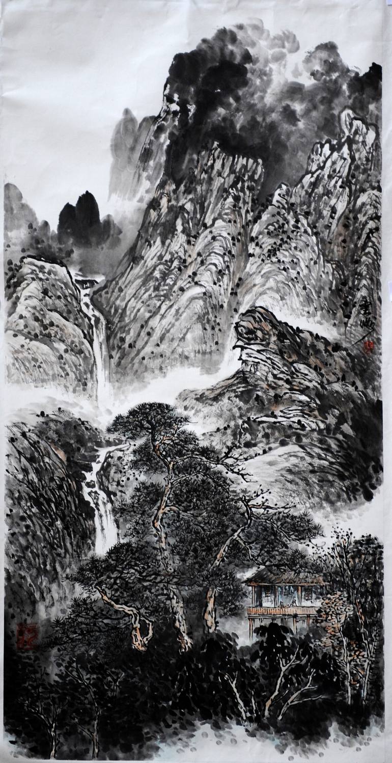 Chinese watercolour Landscape paining Painting by Weiping Li | Saatchi Art
