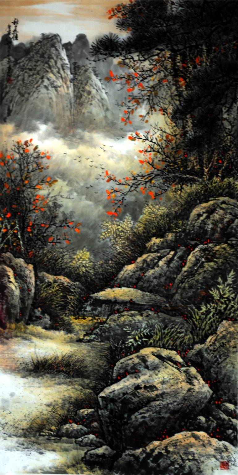 Chinese watercolour Landscape paining Painting by Weiping Li | Saatchi Art