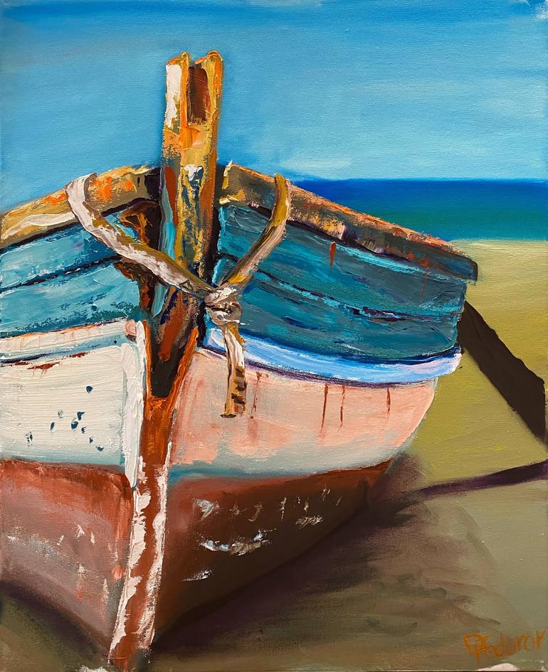 Old fishing boat Painting by Dmitriy Fedorov | Saatchi Art