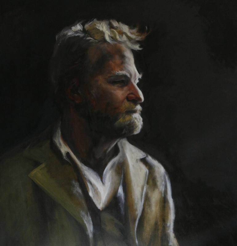 Musician Eric Heywood (sold) Painting by Susan Hargus | Saatchi Art