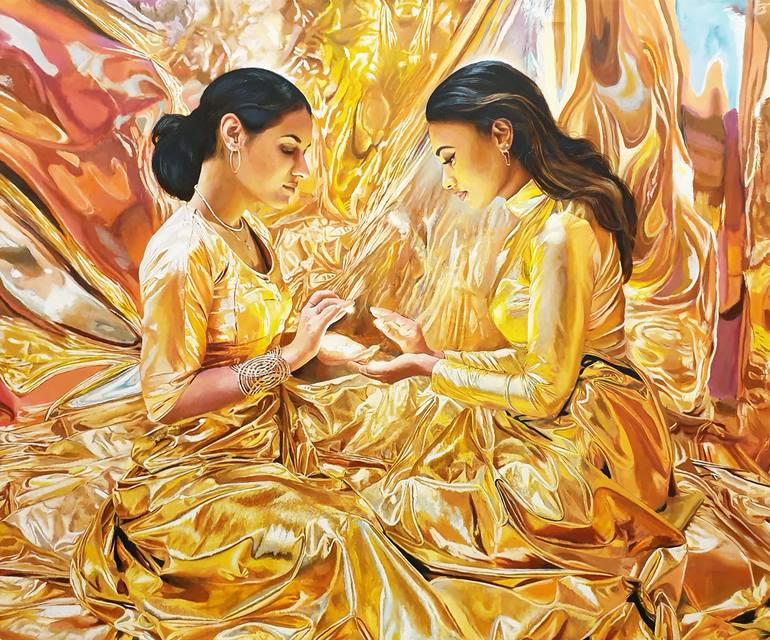 Sisters Painting by Neeharika Donau Hossain | Saatchi Art