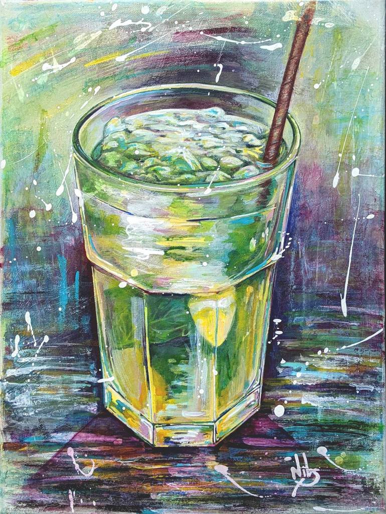 Mojito cocktail Painting by Nicky Courtman | Saatchi Art