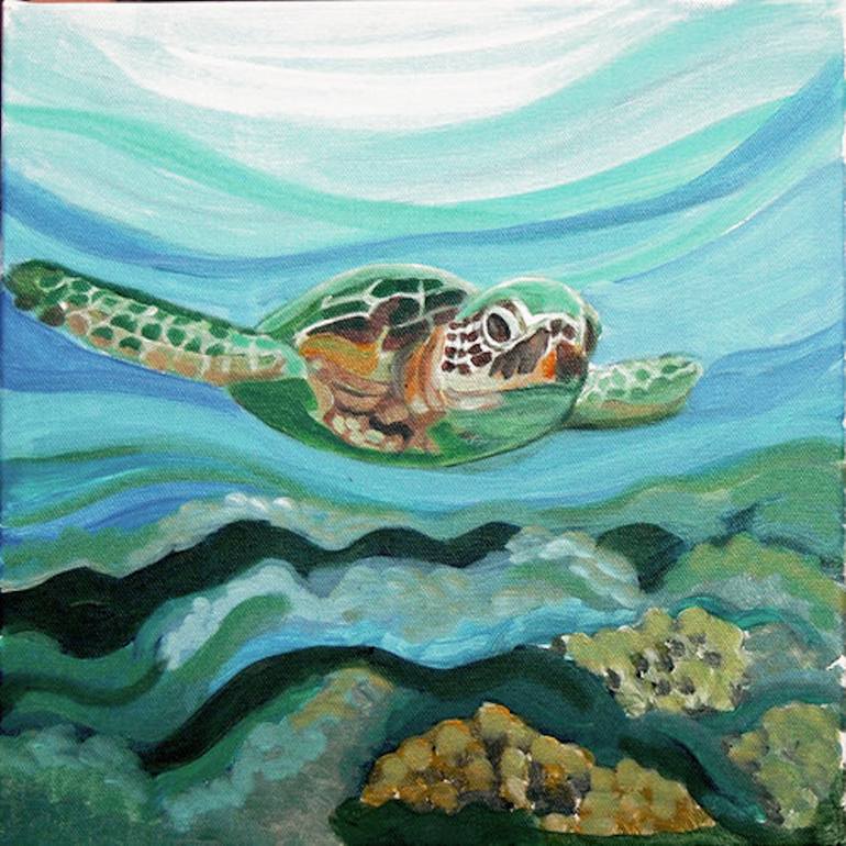 Sea Turtle Painting by Pm Shore | Saatchi Art