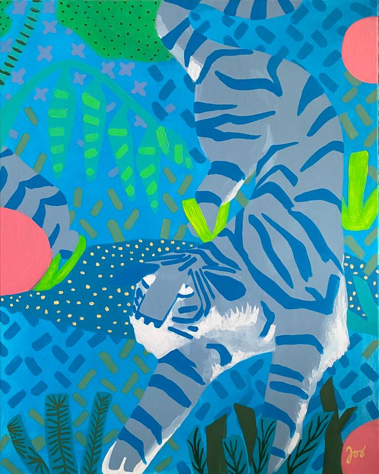 Blue Tiger Painting by Joanna Maria Dziedzianowicz PAINTINGS | Saatchi Art