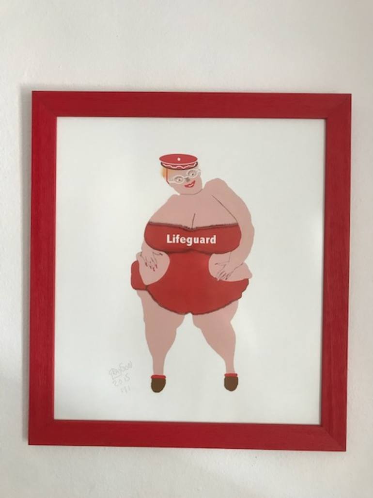 Fat lady lifeguard Painting by Steve Grayson | Saatchi Art